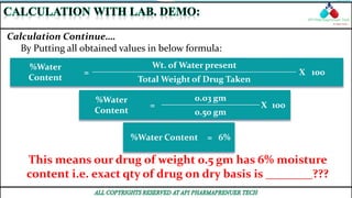 Water Content Vs. Loss On Drying Of Drug In Pharma Company Part-1 | PPTX