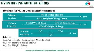 Water Content Vs. Loss On Drying Of Drug In Pharma Company Part-1 | PPTX