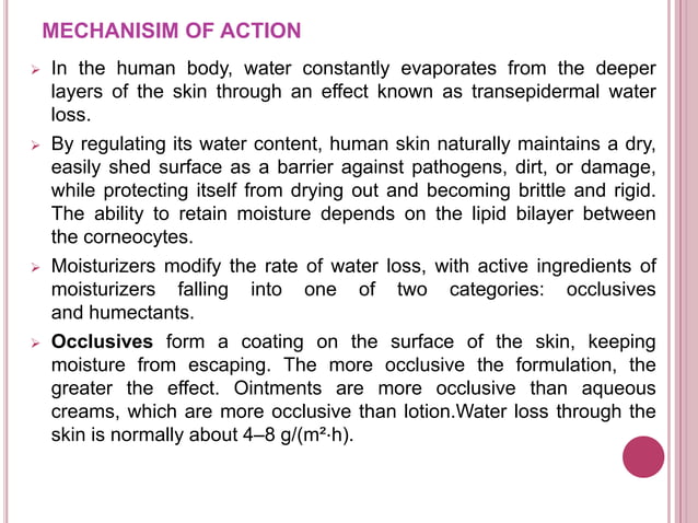 Moisturizing cream ppt | PPTX | Skin and Dermatology | Diseases and ...