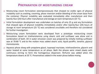 Moisturizing cream ppt | PPTX | Skin and Dermatology | Diseases and ...