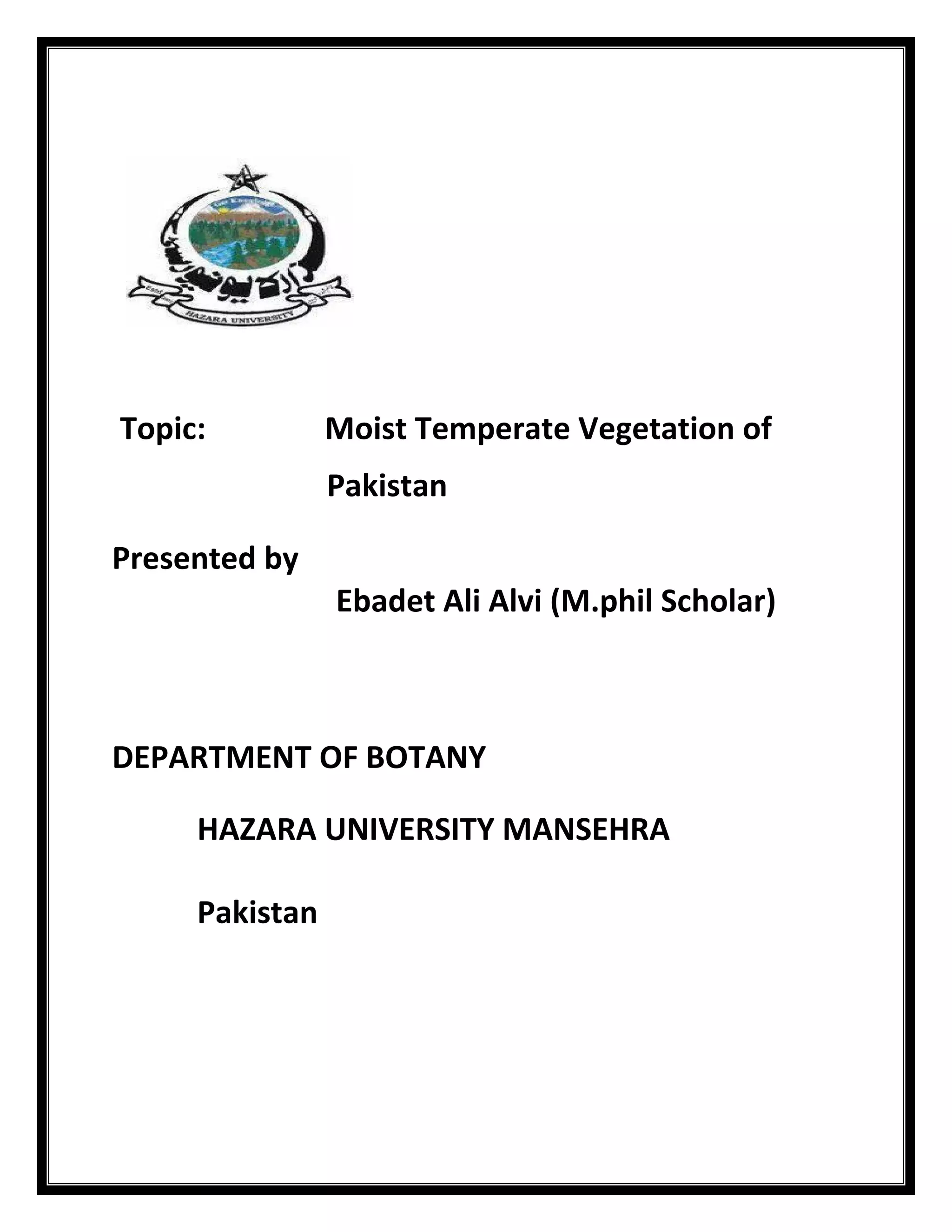 Moist vegetation of pakistan | PDF