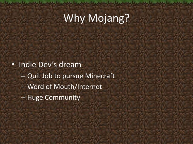 Mojang | PPTX | Board Games and Puzzles | Games and Puzzles