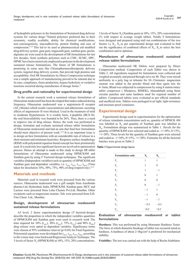 Design, development, and in vitro evaluation of sustained release tablet formulations of ...