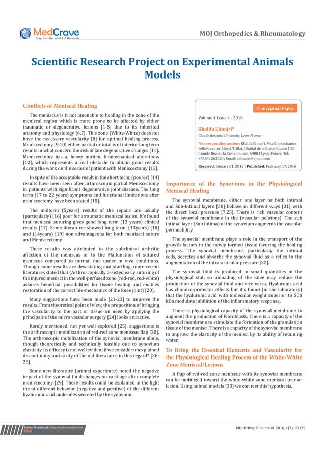 scientific research project on experimental animals | PDF