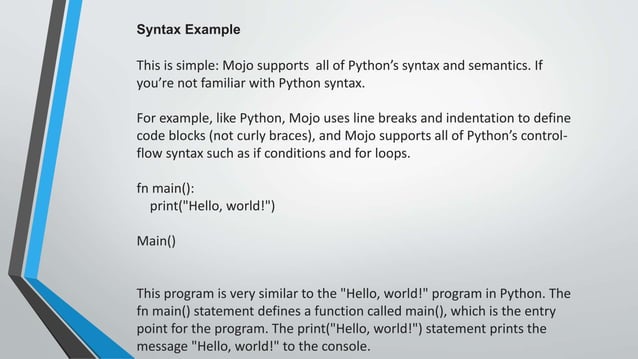 MOJOsppt.pptx | Programming Languages | Computing