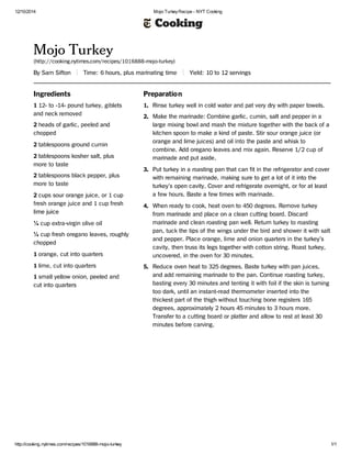 Mojo turkey recipe nyt cooking | PDF