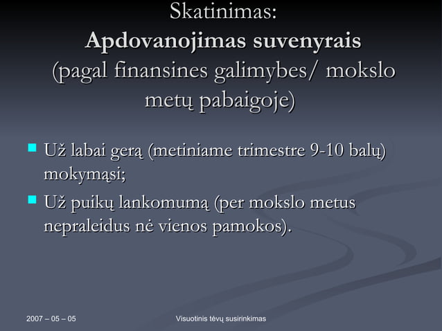Mokinių skatinimo ir drausminimo sistema | PPT