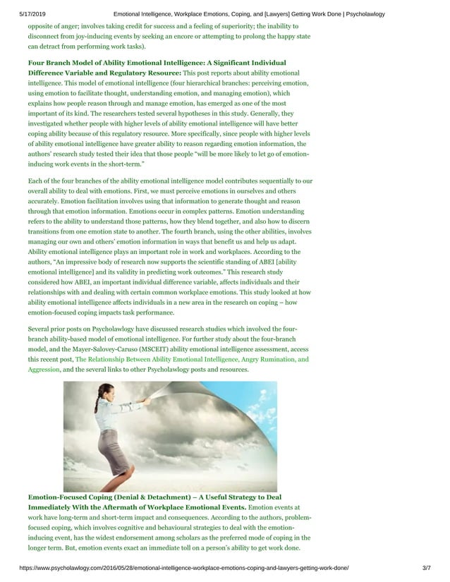 Psycholawlogy emotional intelligence stress management articles | PDF