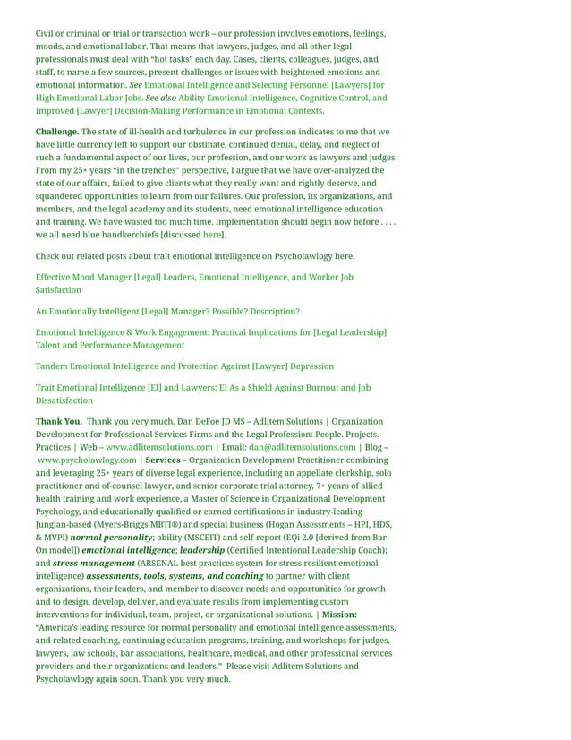 Psycholawlogy emotional intelligence stress management articles | PDF