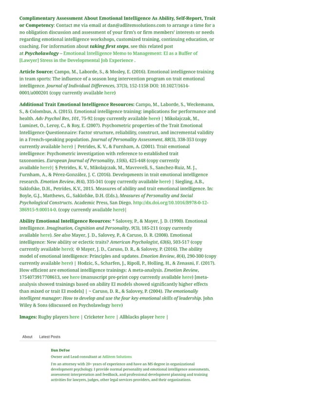 Psycholawlogy emotional intelligence stress management articles | PDF