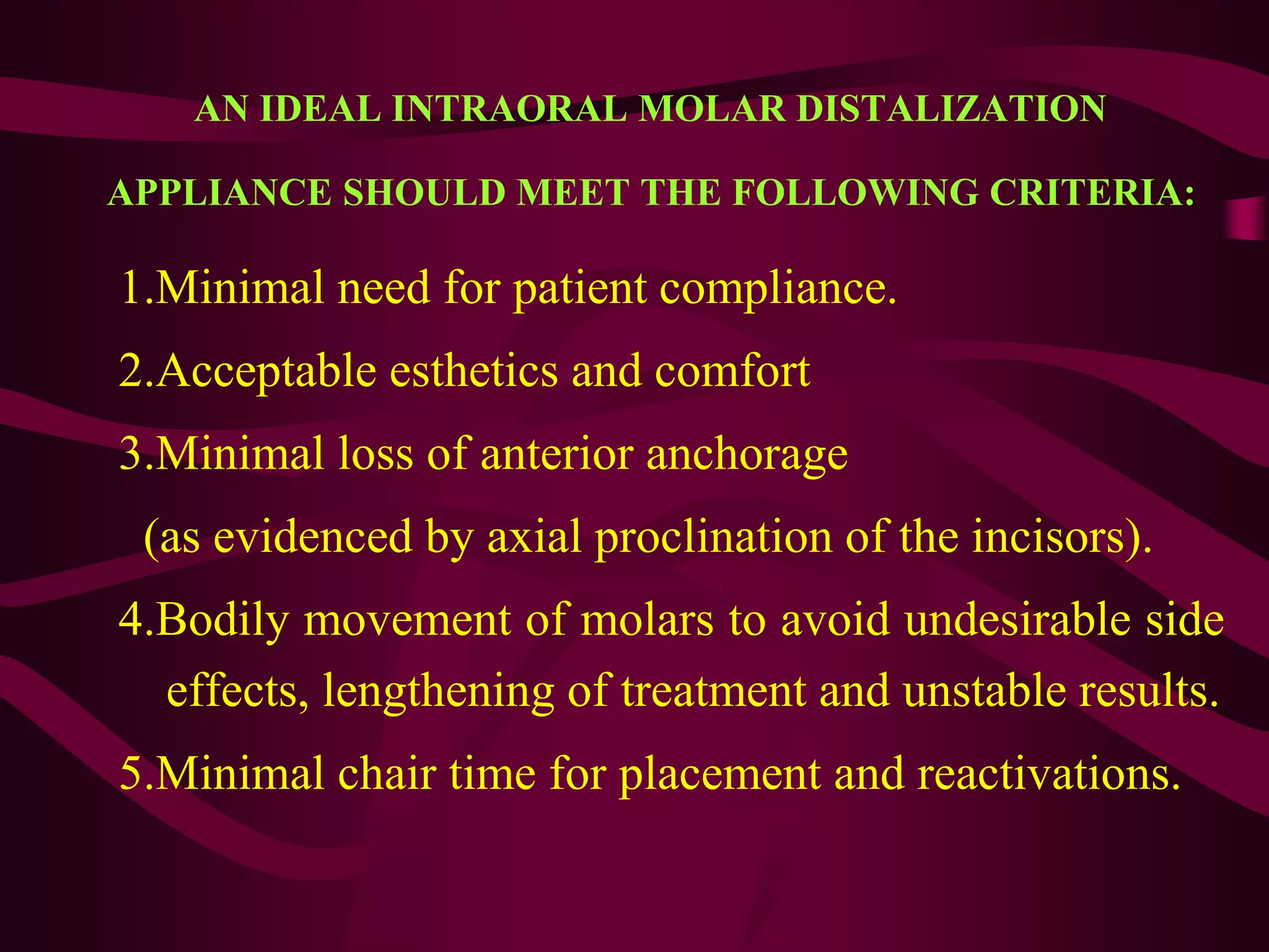 molar distallisation with pendulum appliance JC | PPT