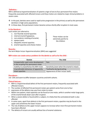 Molar incisor hypomineralization | PDF | Dental Health | Diseases and ...