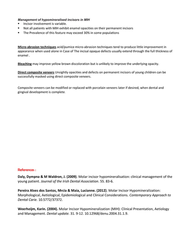 Molar Incisor Hypomineralization Pdf Dental Health Diseases And Conditions