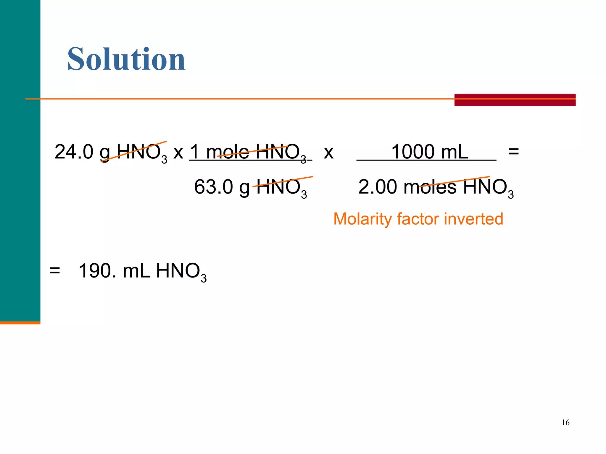 Molarity and dilution | PPT