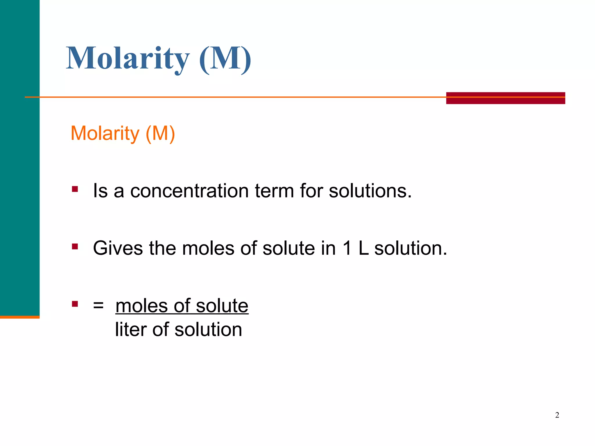 Molarity and dilution | PPT