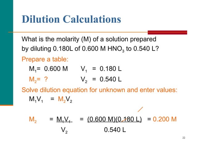 Molarity and dilution | PPT