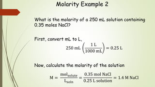 Molarity Chemistry Examples