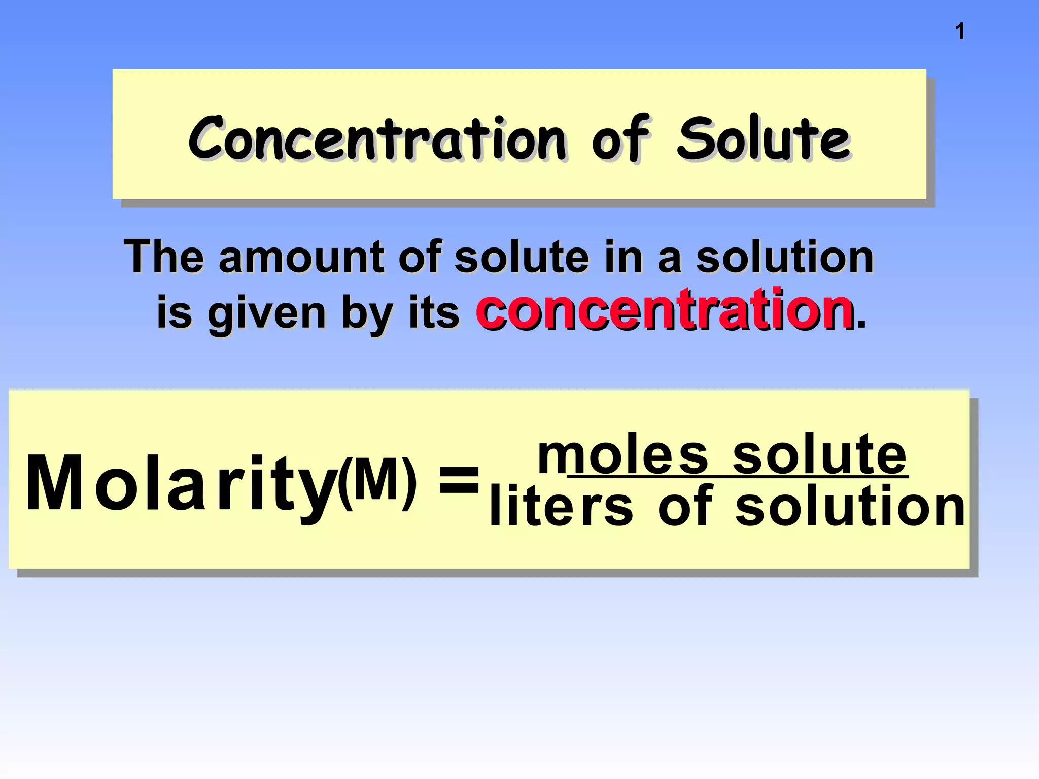 Molarity Molality Dilutions | PPT
