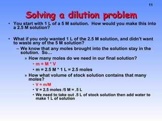 Molarity Molality Dilutions | PPT
