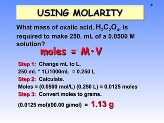 Molarity Molality Dilutions | PPT