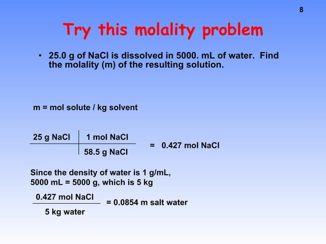 Molarity Molality Dilutions | PPT | Chemistry | Science
