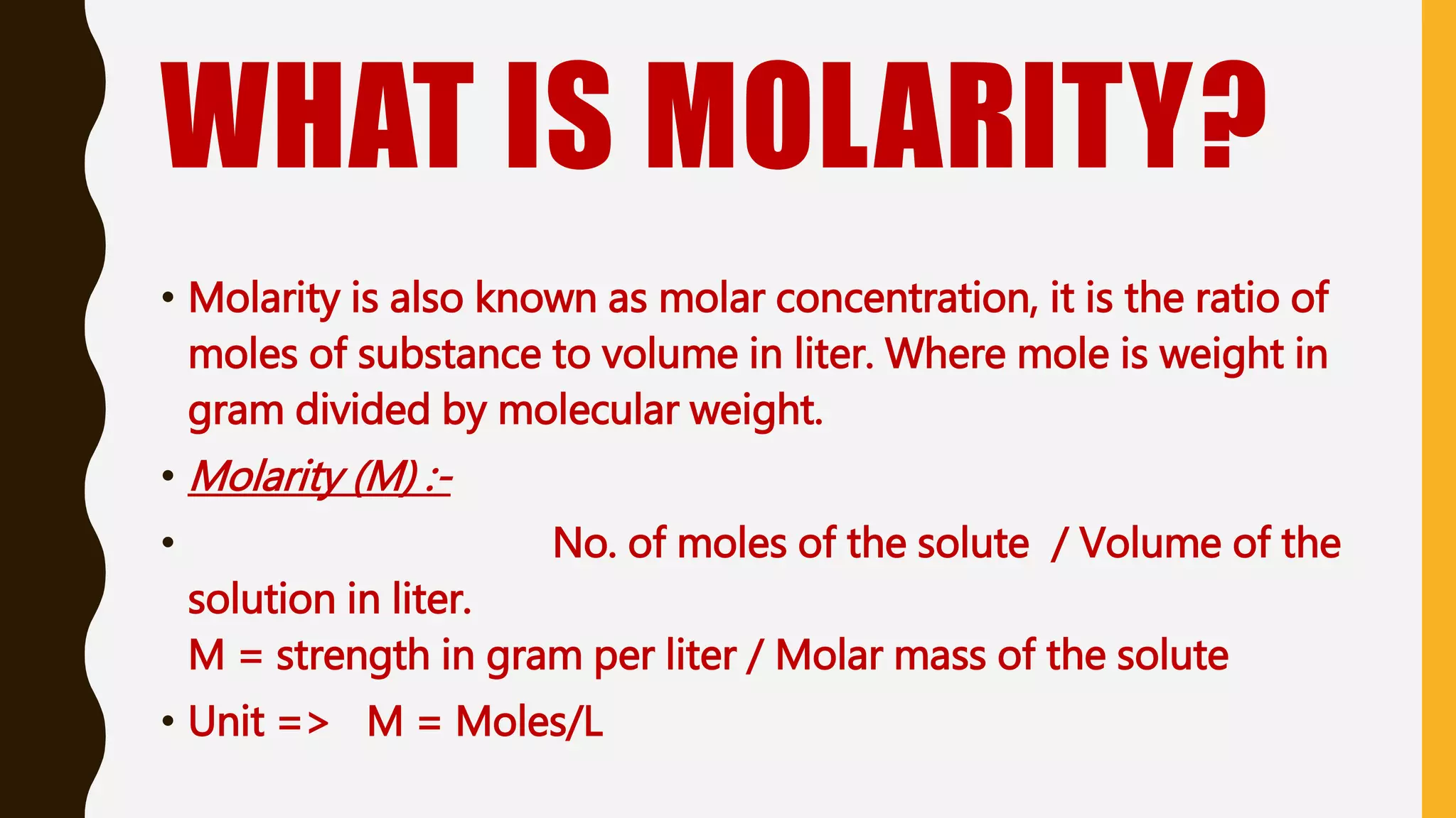 Molarity vs Molality | PPTX