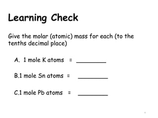 Molar Mass Chemistry PowerPoint Presentation | PPT