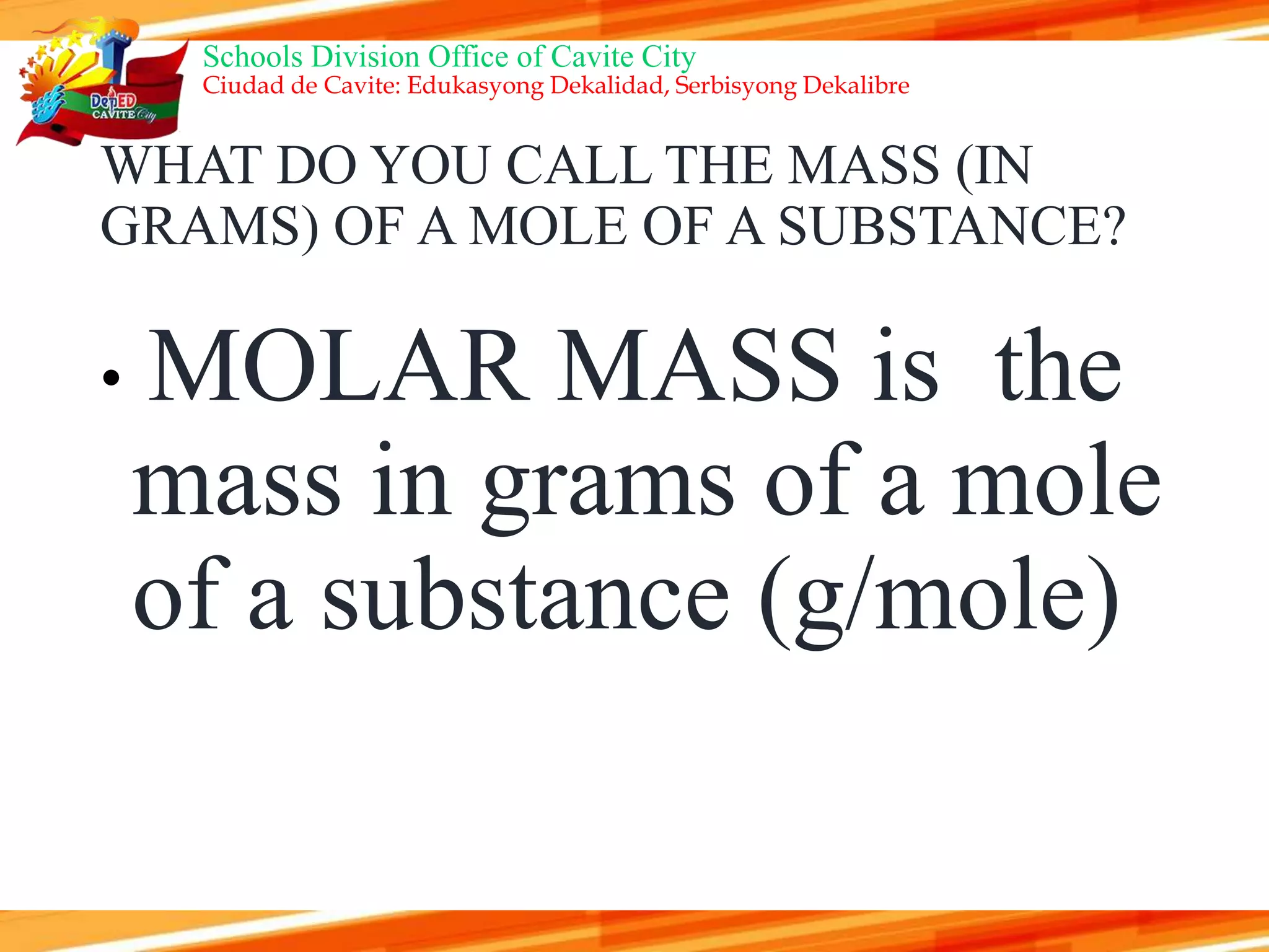Molar mass ppt, drill | PPTX
