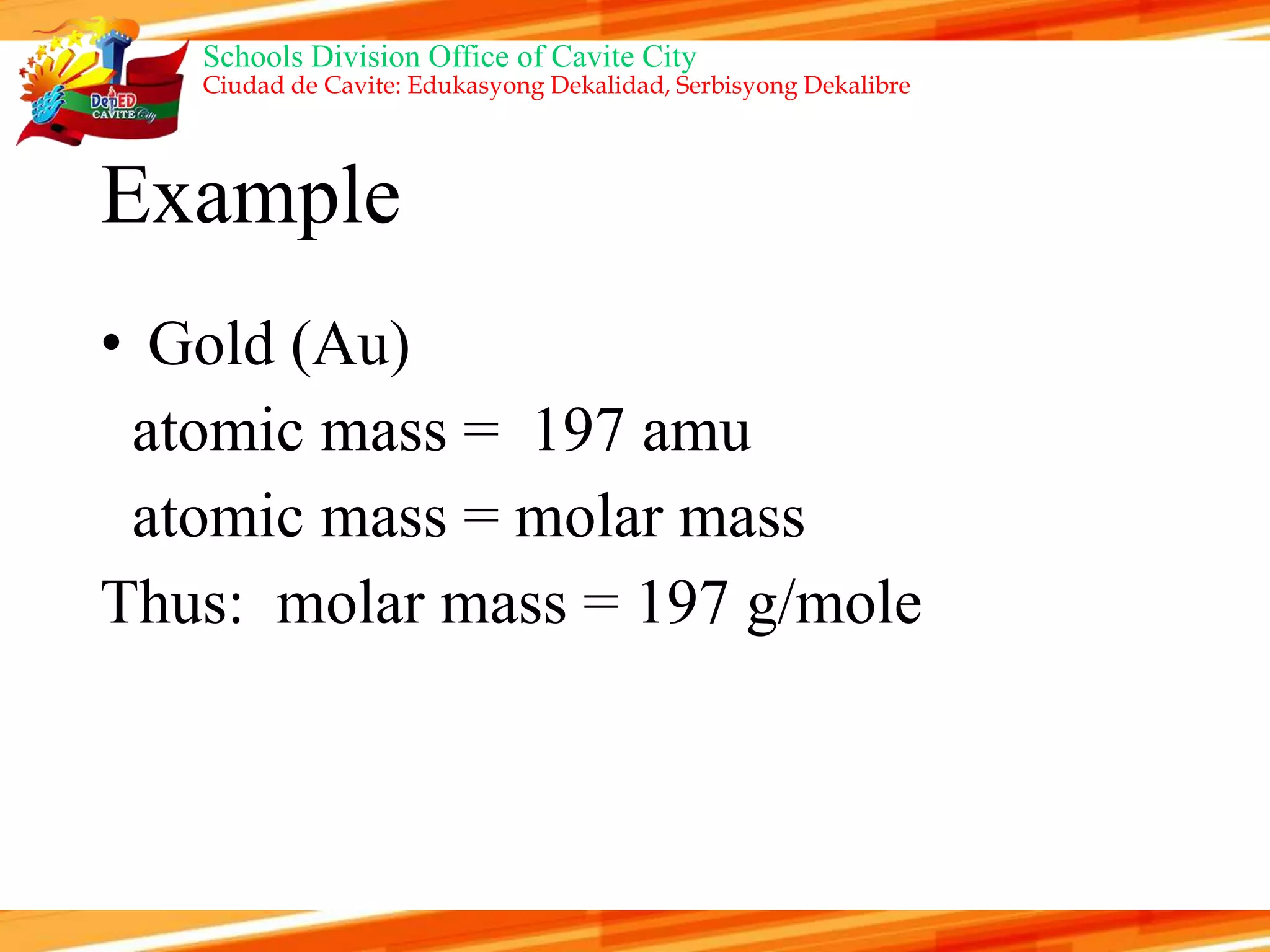 Molar mass ppt, drill | PPTX