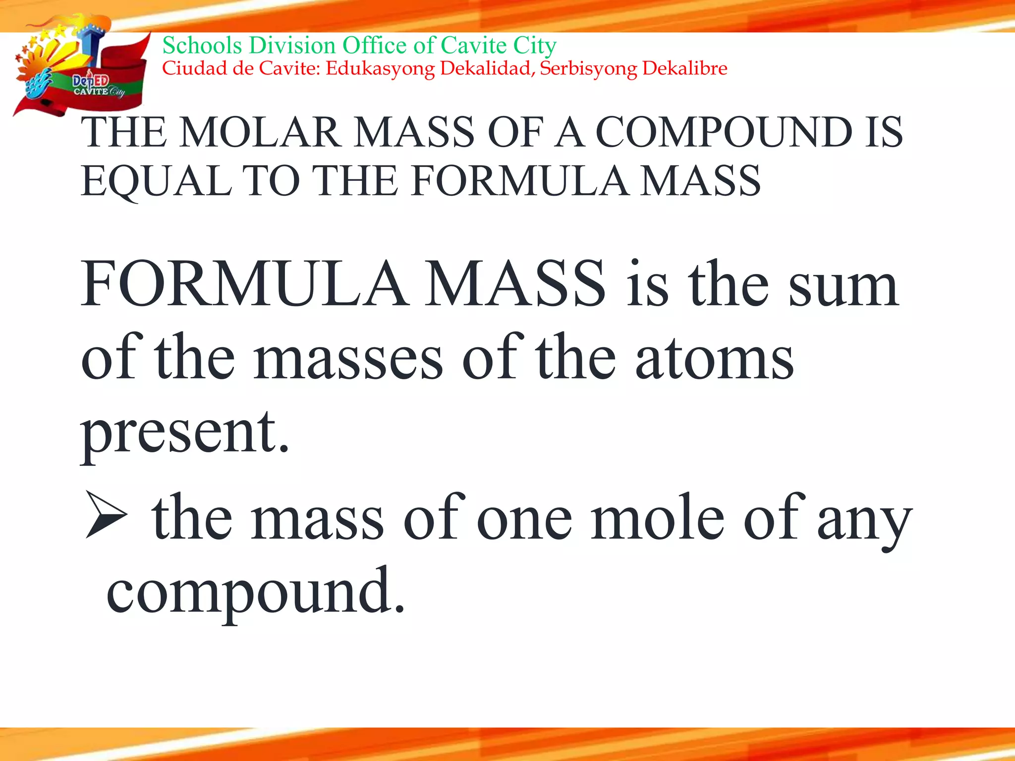 Molar mass ppt, drill | PPTX