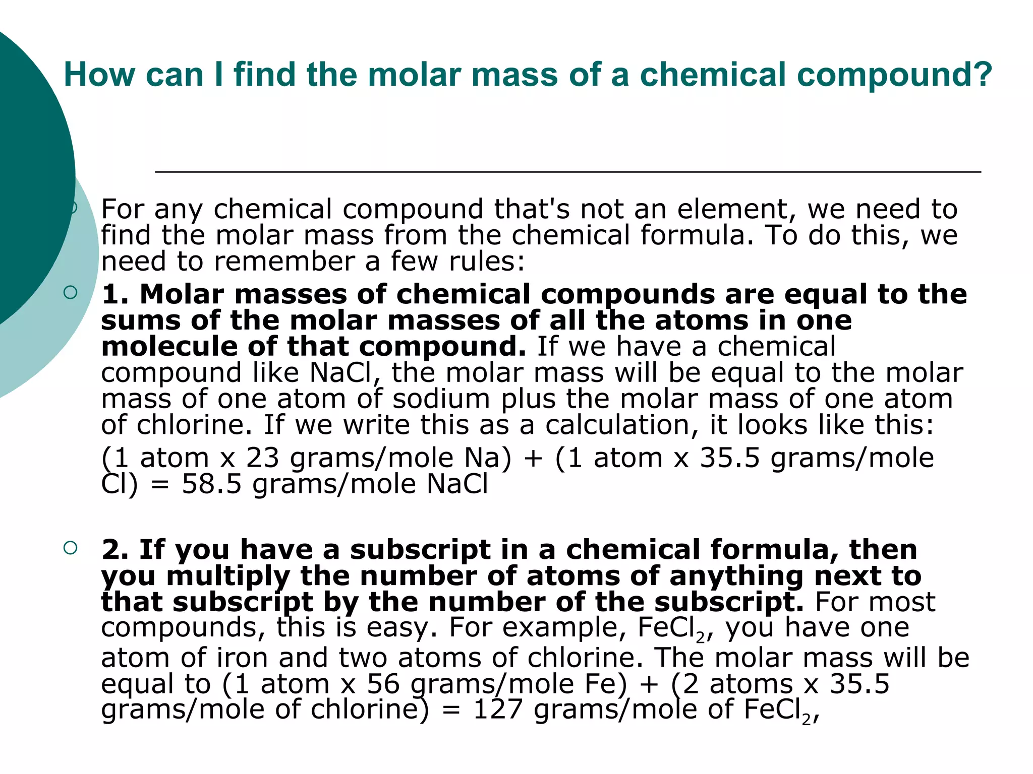 Molar Mass Problems | PPT