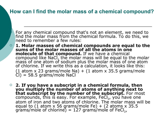 Molar Mass Problems | PPT