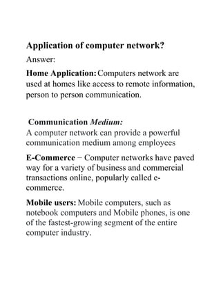 Computer Network its application & network types | PDF | Computing ...