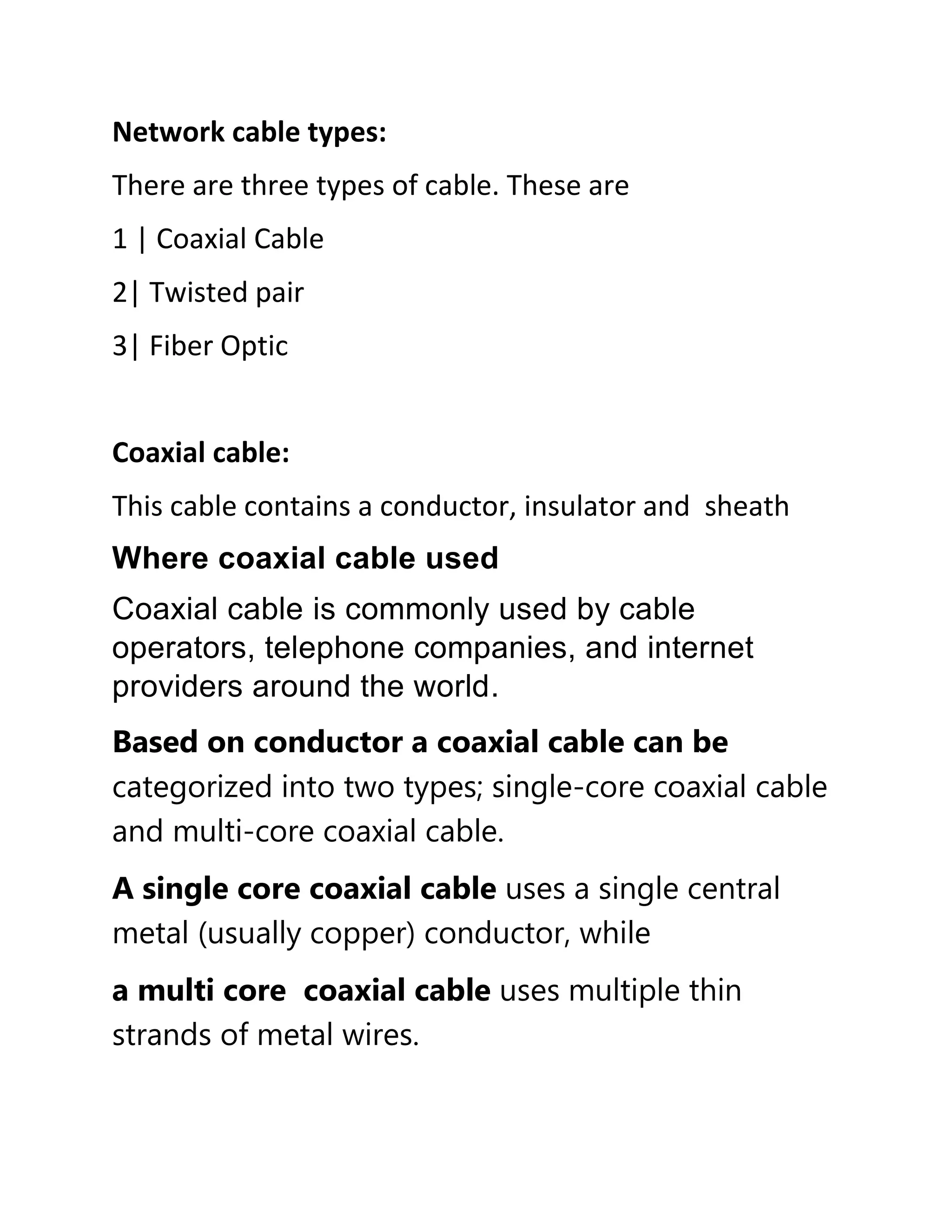 Cable & its description | PDF | Computer Networking | Computing