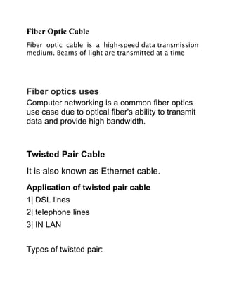 Cable & its description | PDF | Computer Networking | Computing