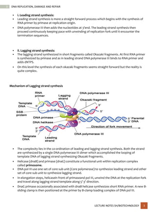 DNA REPLICATION DAMAGE AND REPAIR | PDF