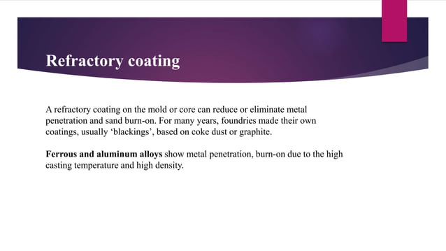 Mold and core coating constituents | PPTX | Chemistry | Science