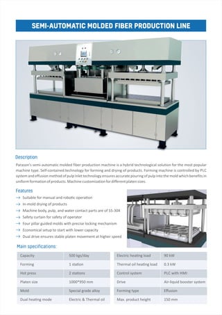 Molded Fiber Products Making Machine - Tableware Products | PDF