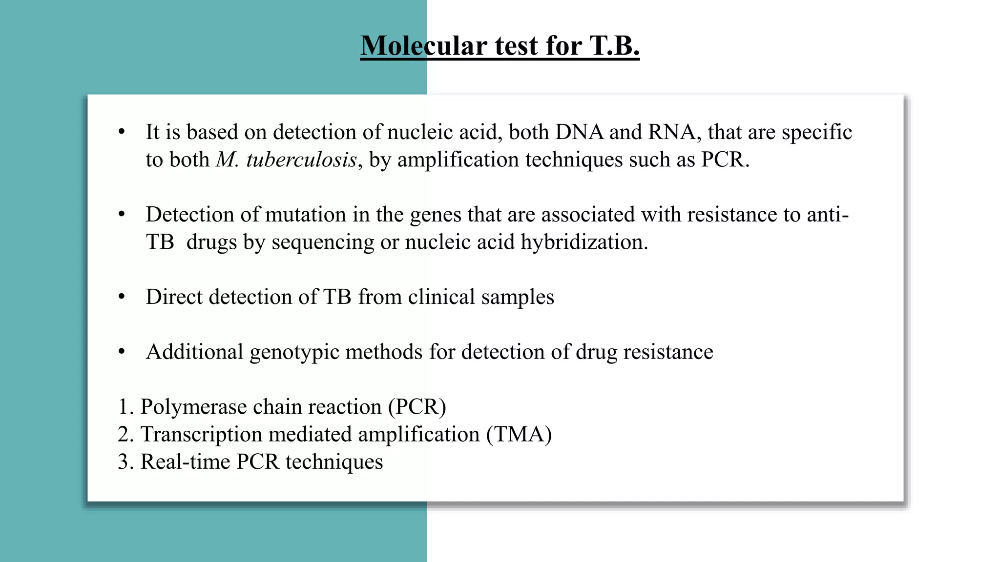 Molecular biology test for Tuberculosis | PPTX | Biological Sciences ...