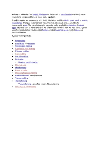 Molding | DOCX | Woodworking | Arts and Crafts