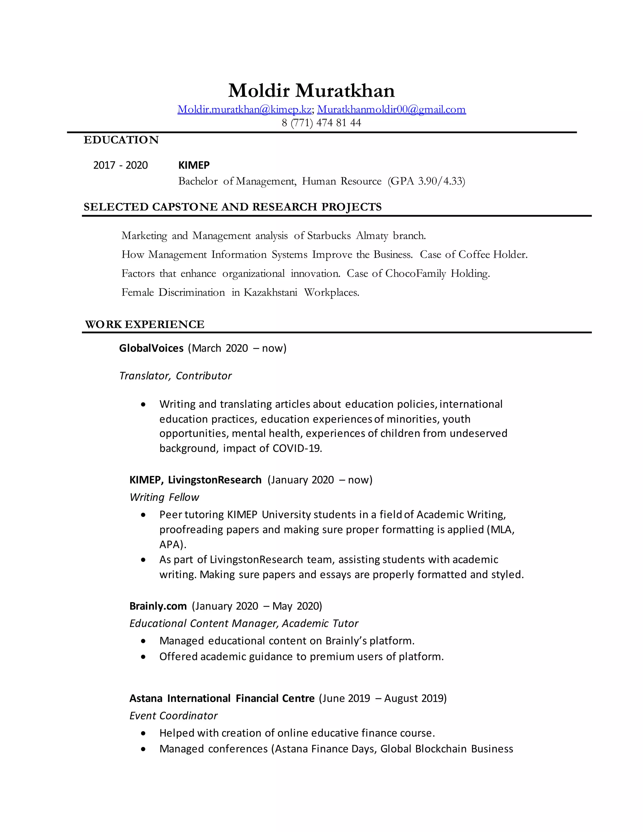 Moldir muratkhan CV | DOCX