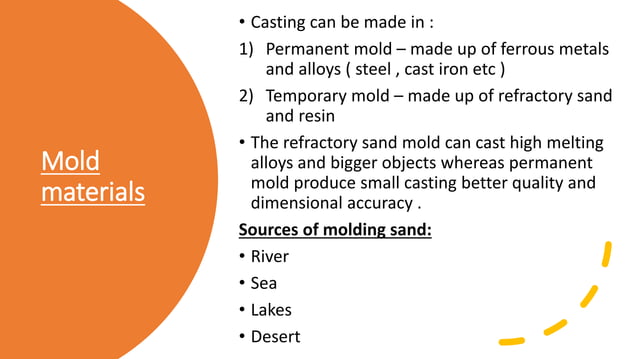 mold materials and molding sand properties | PPT