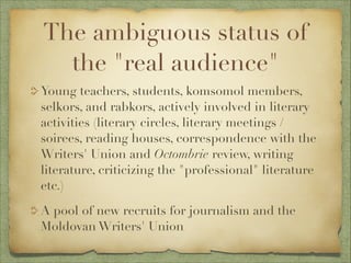 Disseminating Moldovan Identity: Moldovan Writers and Their Audiences ...