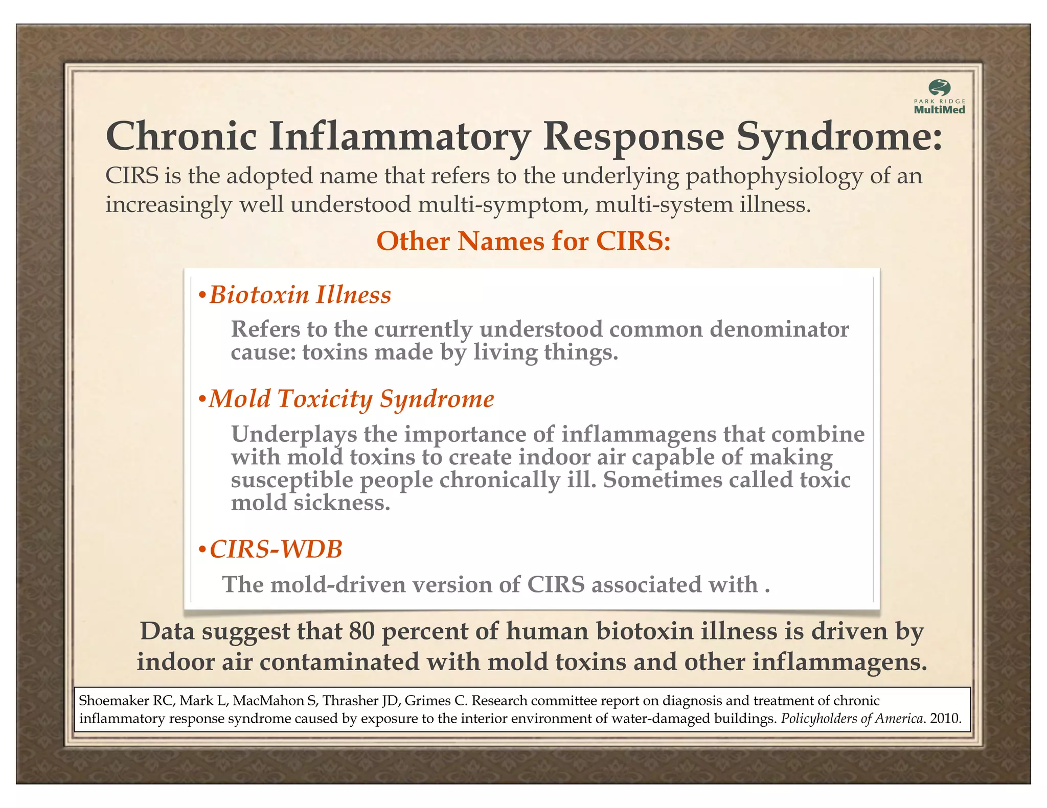 Mold Toxicity - A Chronic Inflammatory Response Syndrome | PDF