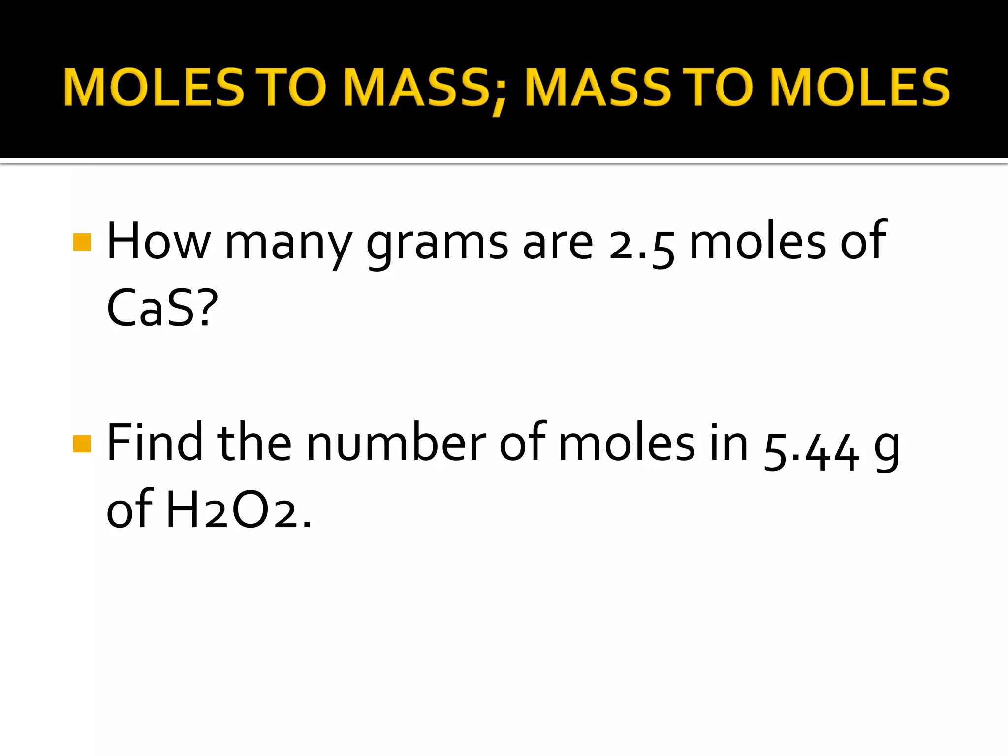 MOLE; Avogadro's Number; Percentage Composition | PDF