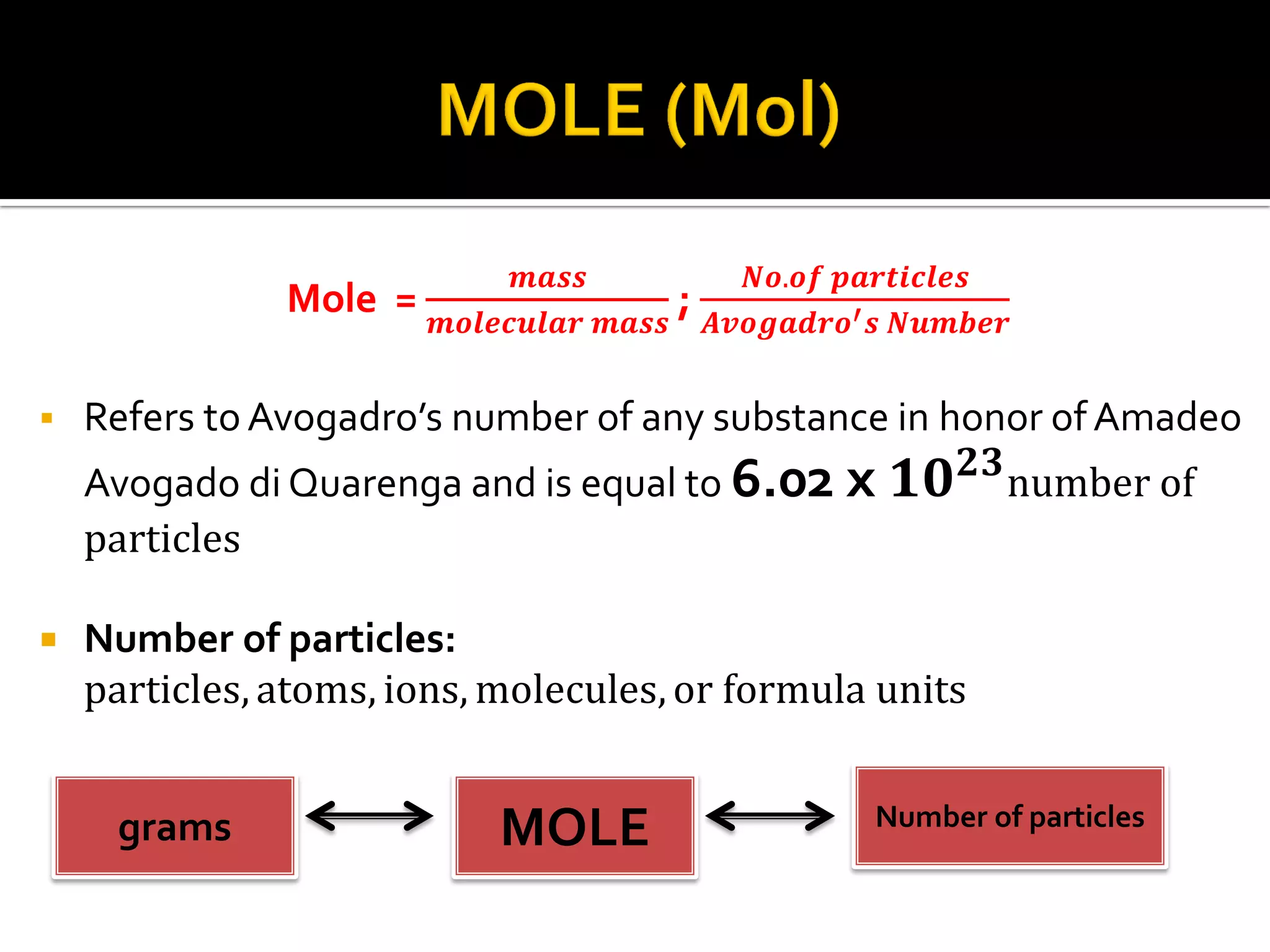 MOLE; Avogadro's Number; Percentage Composition | PDF