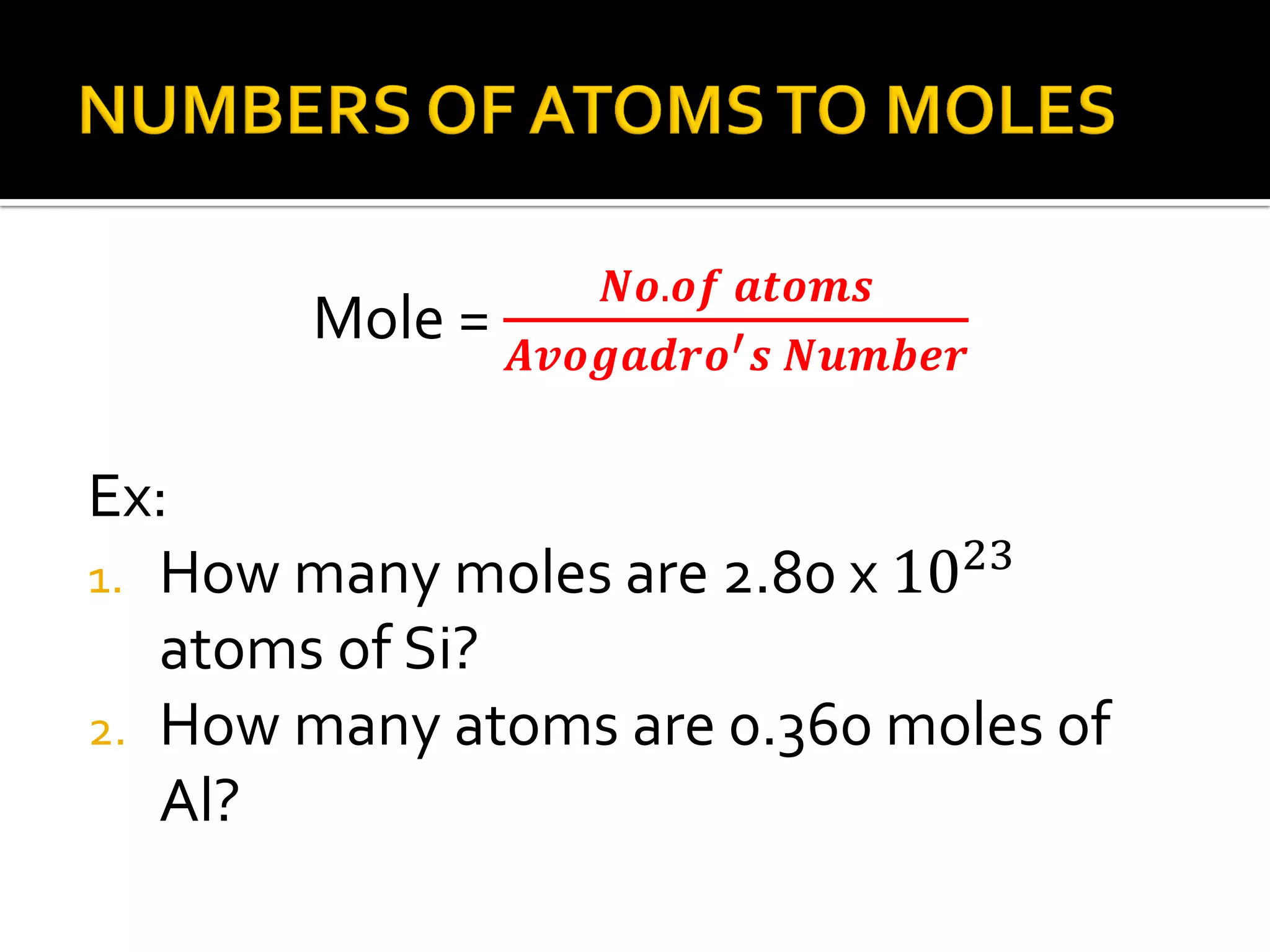 MOLE; Avogadro's Number; Percentage Composition | PDF