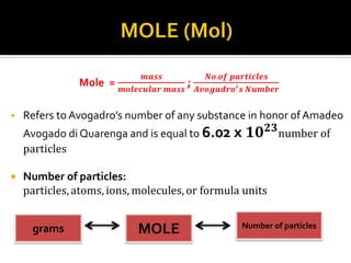 MOLE; Avogadro's Number; Percentage Composition | PDF