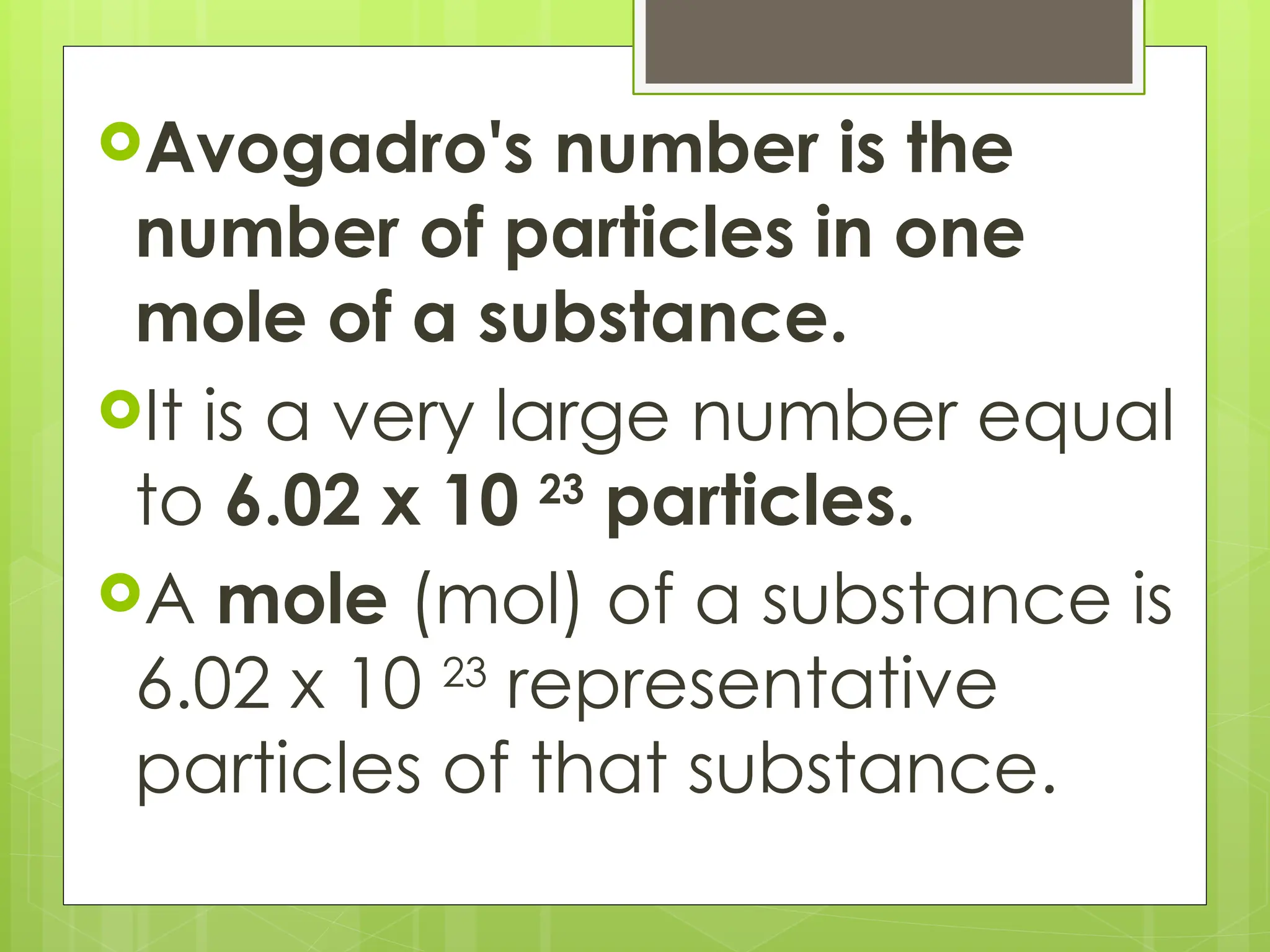 Science 9 Quarter 2- The Mole Concept also known as the Avogadro's ...