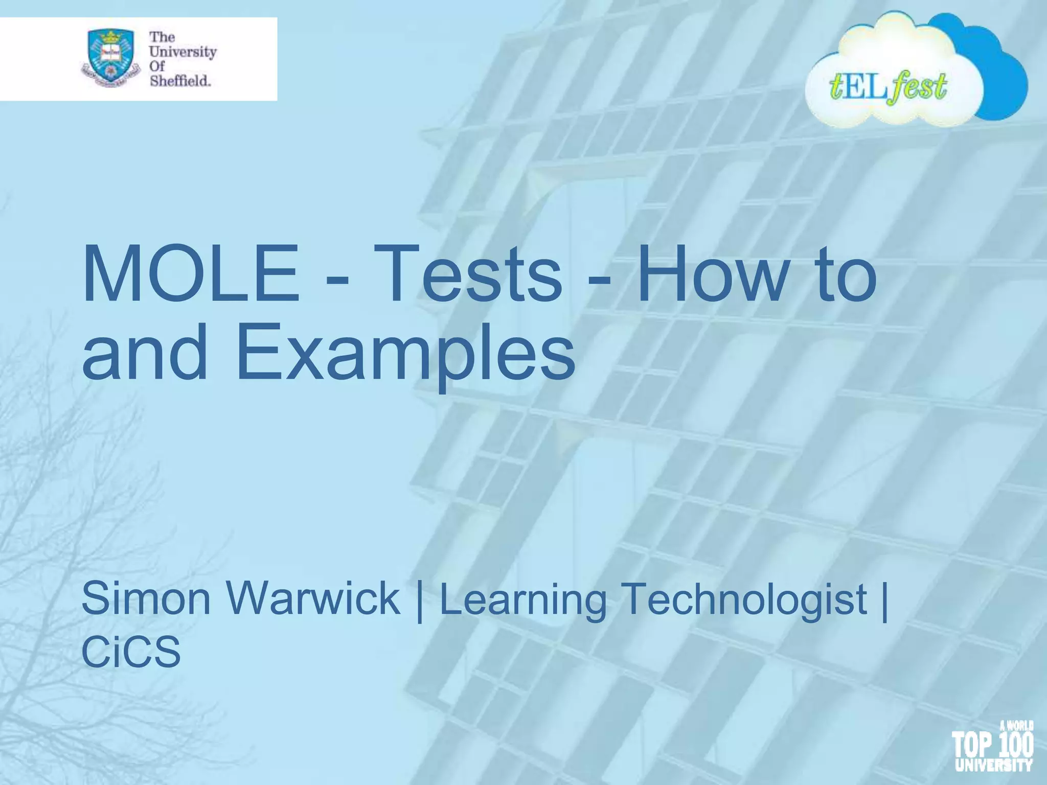 Mole tests - how to and examples | PPTX | Educational Assessment ...